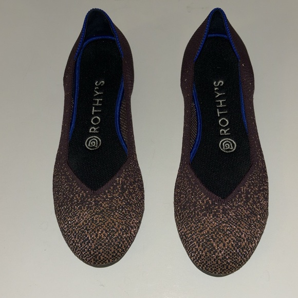 Rothy's | Shoes | Rothys Eggplant Purple Rose Gold Metallic Flats Sz 7 ...